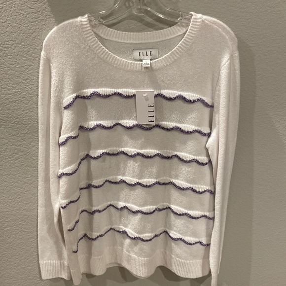 Elle | Sweaters | Elle Modern White And Purple Sweater | Poshmark